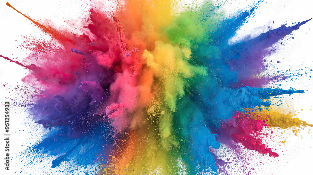Colorful Rainbow Holi Paint Splash with Vibrant Color Powder Explosion ...