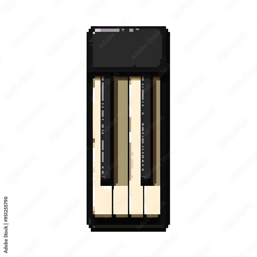 Ilustração Elegant Ebony Piano Key in Minimalist 8-Bit Pixel Art Style ...