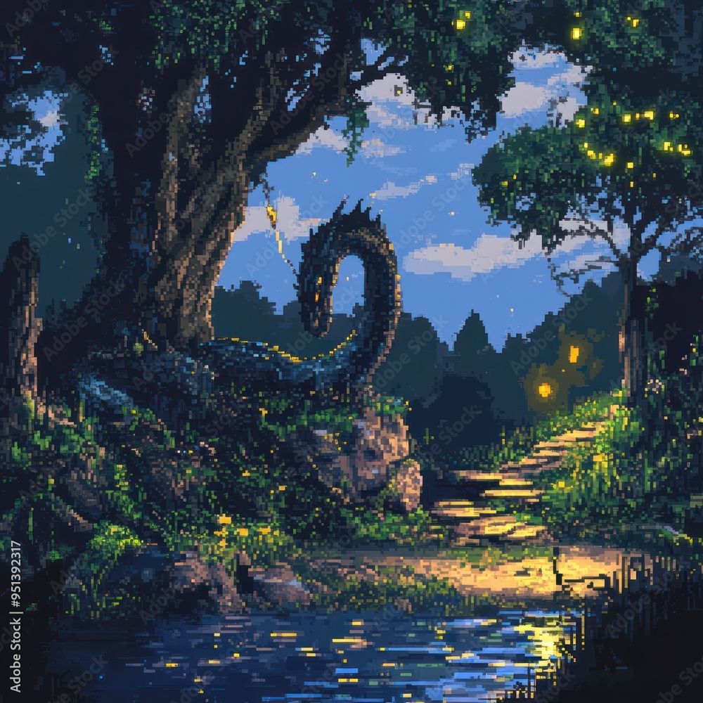 dragon, animal, china, asia, art, symbol, pixel art, ancient, golden ...