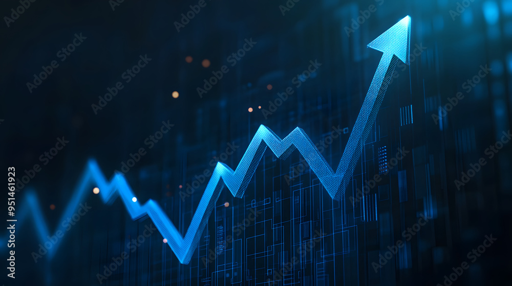 Blue growth graph business chart data diagram on success financial ...
