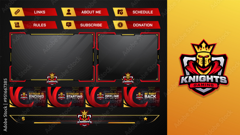 Gaming Stream Overlay Template, Knights Design Stock Vector | Adobe Stock