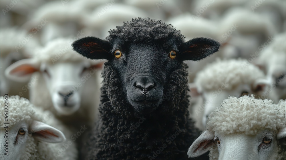 Black Sheep Standing Out Among White Sheep – High-Resolution Animal ...