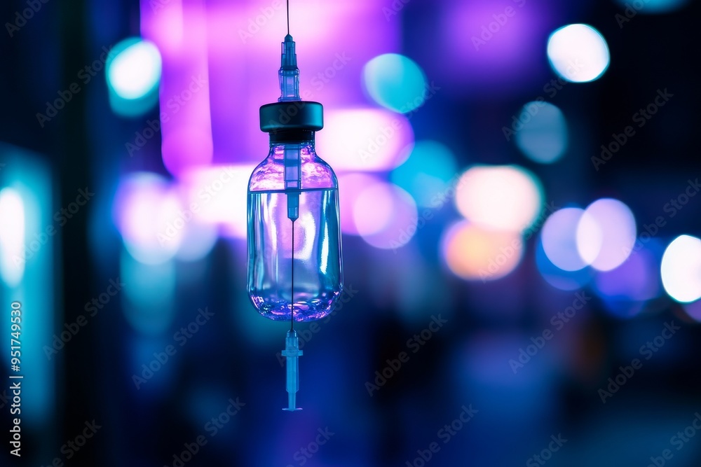 Setting up an IV fluid intravenous drop saline drip in a hospital room ...