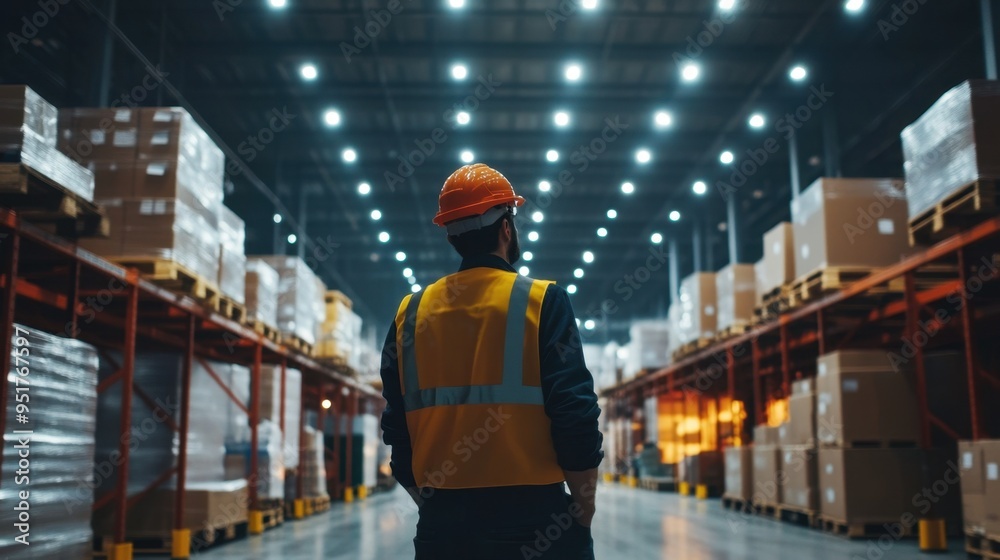 Early morning warehouse shift with workers preparing shipments under ...