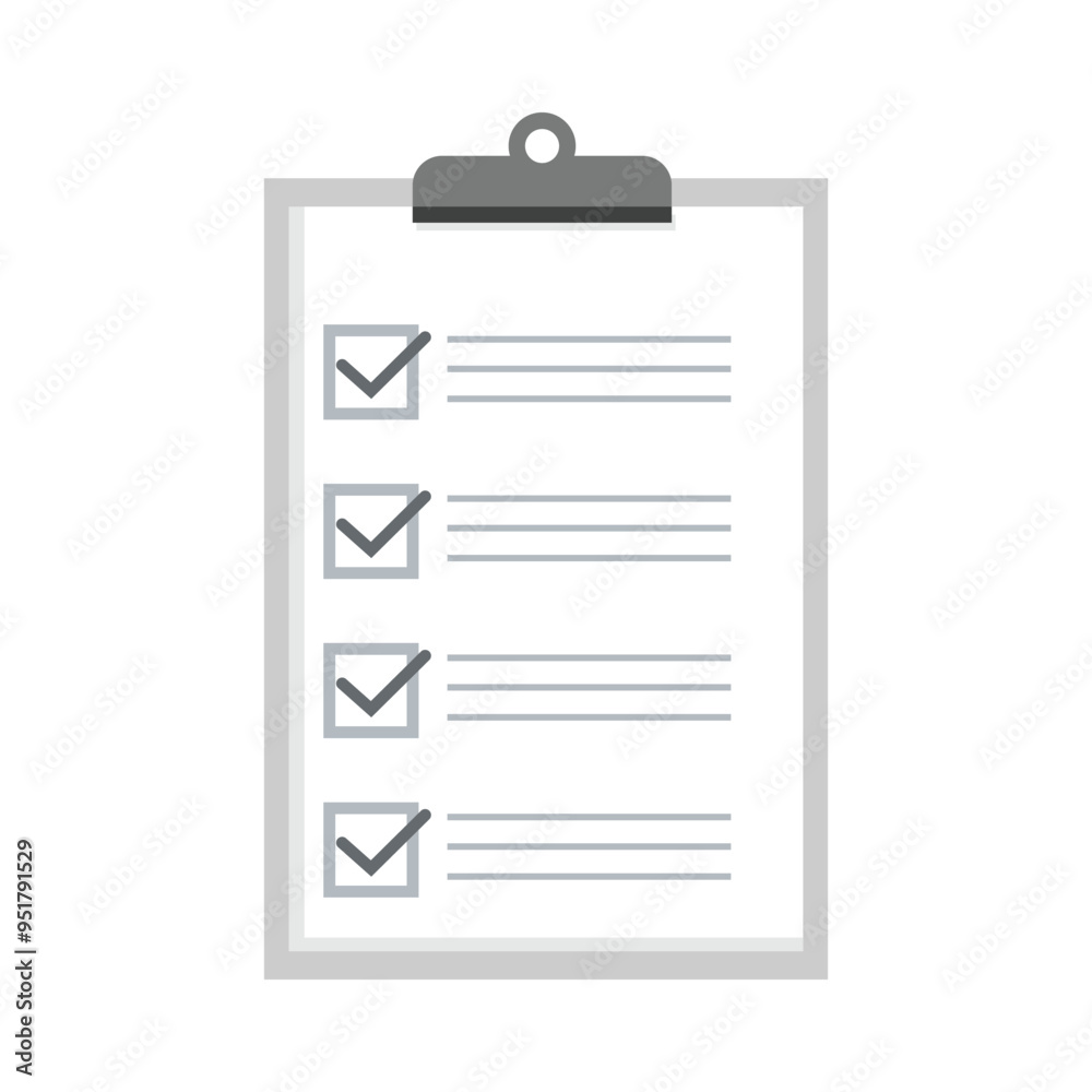 Vector illustration set of checklist document in cartoon flat style ...