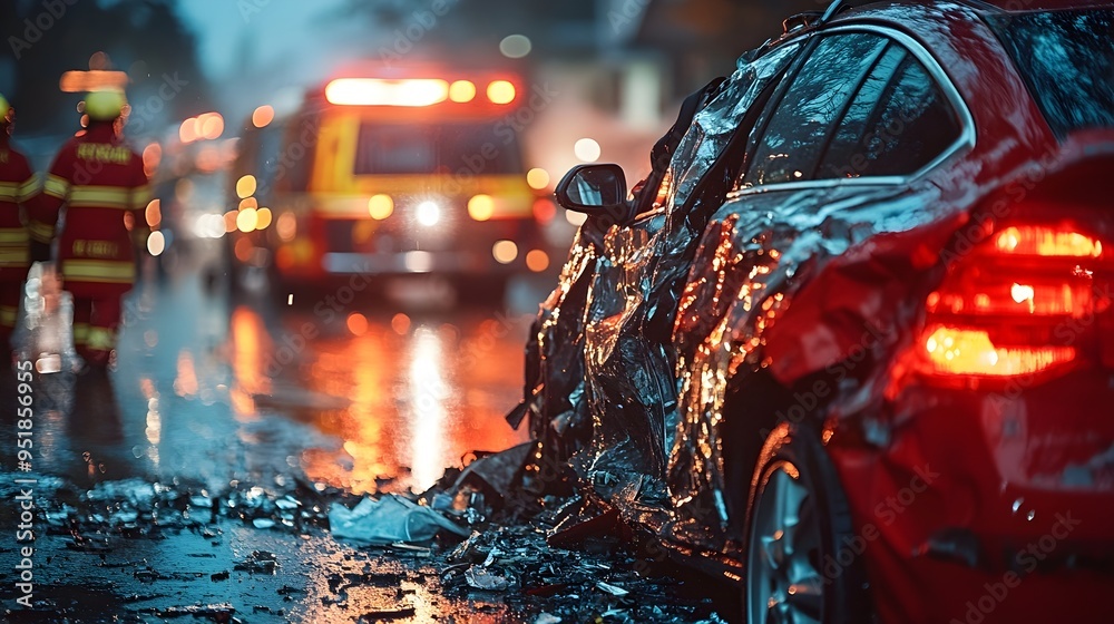 Emergency response vehicles at accident scene - Car crash response on ...