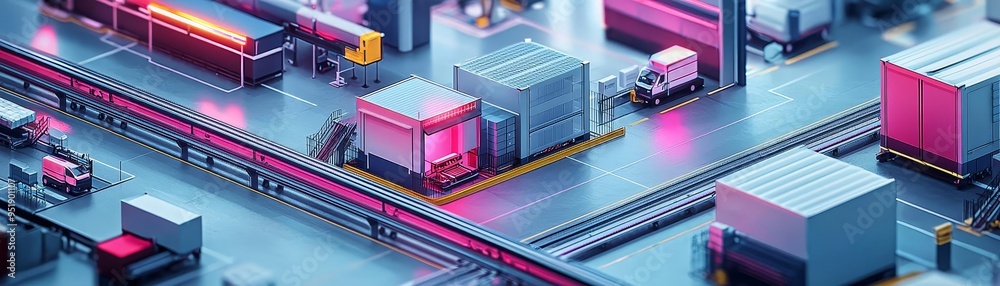 A high-tech logistics center with real-time data on workflow ...