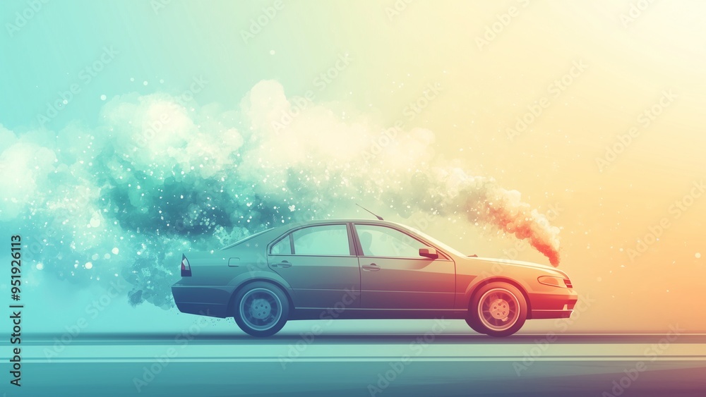 Car Air Conditioning and Ozone Depletion, An illustration showing a car ...