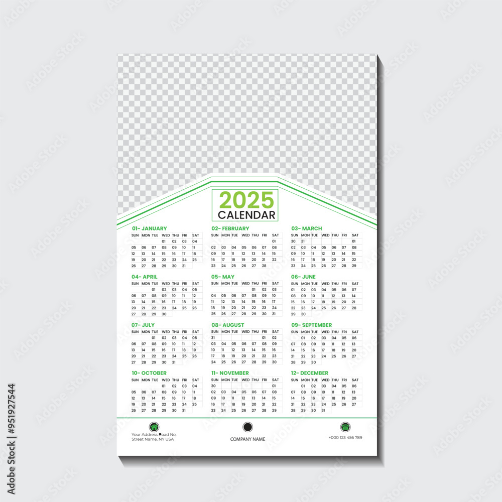 Monthly wall calendar template for 2025. Wall calendar in a minimalist ...