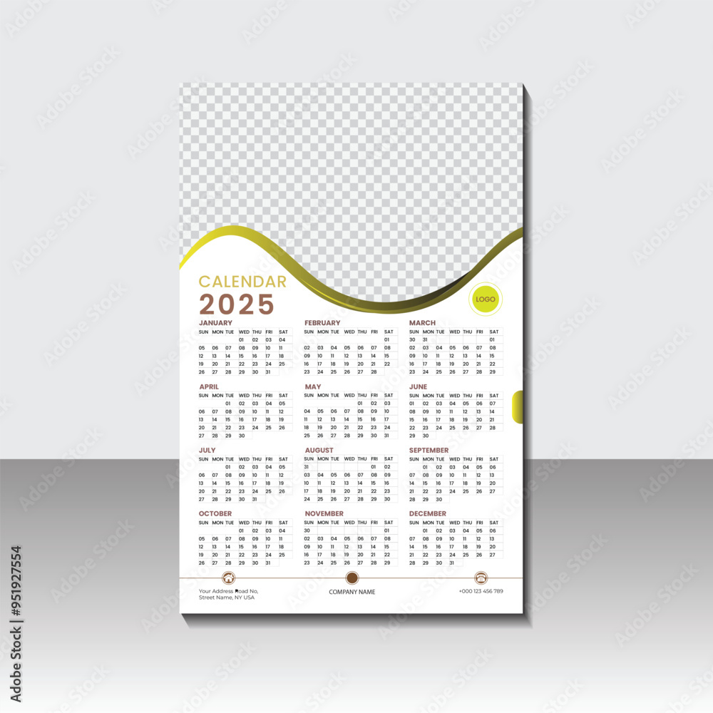 Monthly wall calendar template for 2025. Wall calendar in a minimalist ...