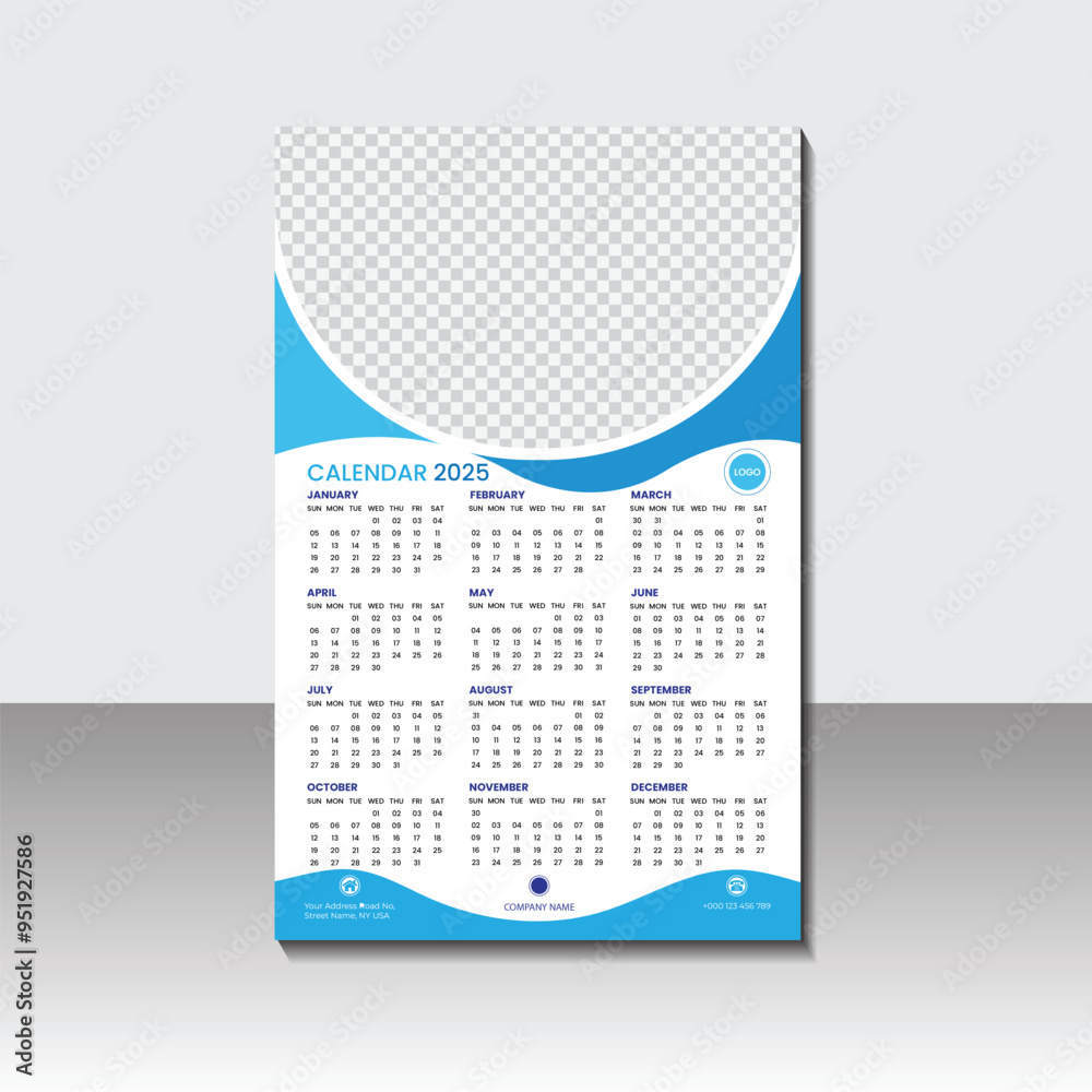 English calendar for 2025. Week starts on Sunday. Simple vector ...