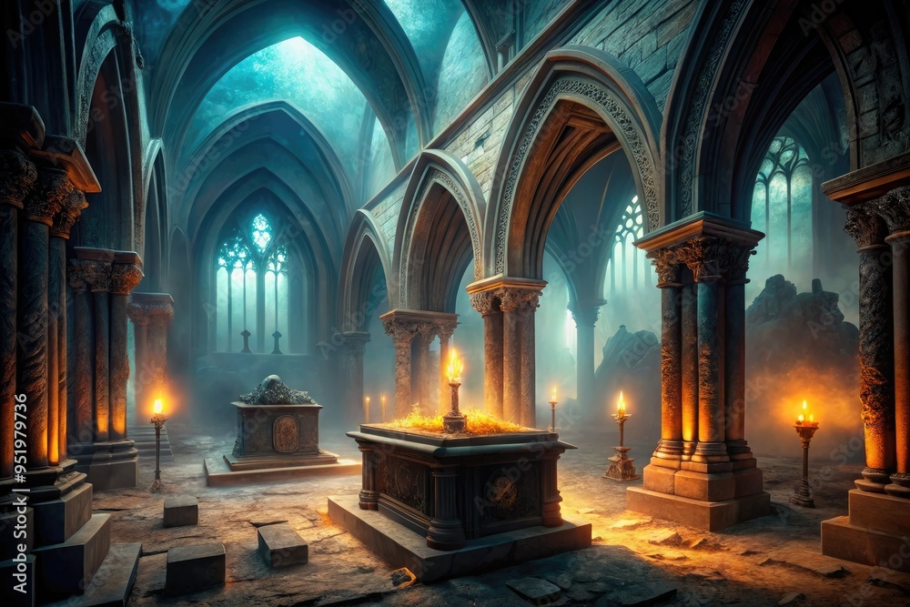 epic cinematic gothic vault ancient underground tomb mysterious ...