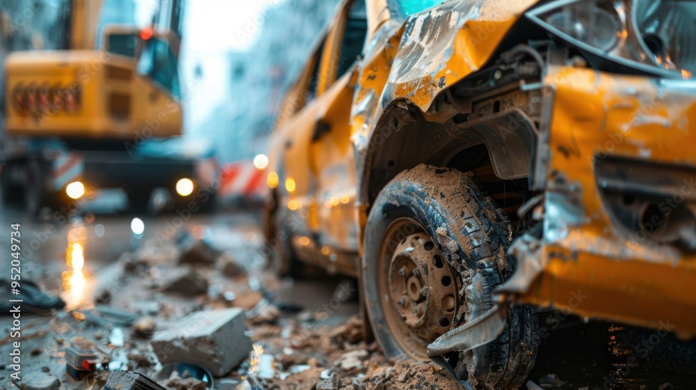 Construction Site Accident: A heavy steel beam fell from a crane at a ...