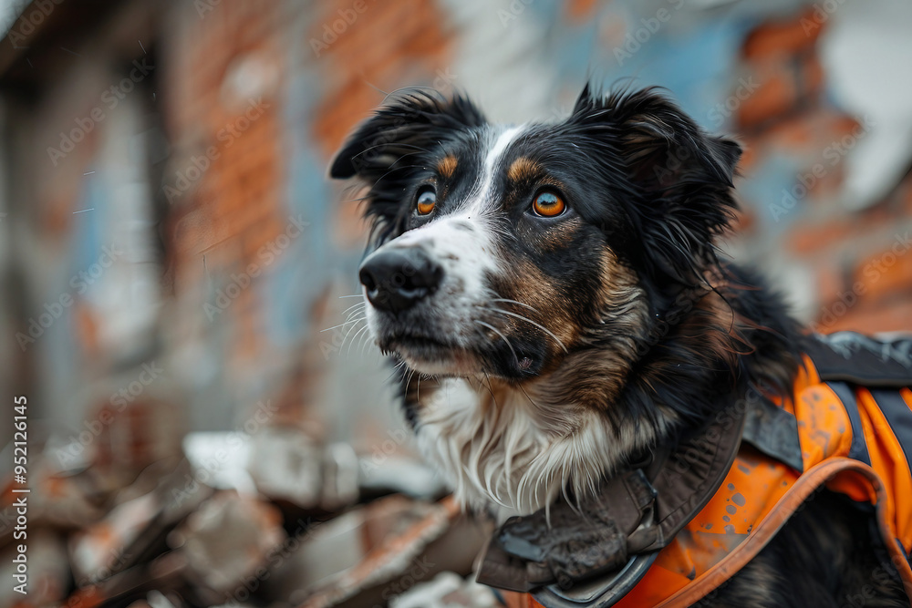 Sad crying victim child person in ruined building destruction war ...