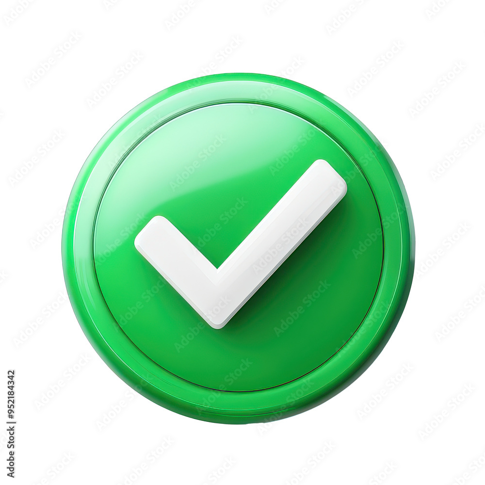 3d check icon, checklist tick, done mark. Vector realistic plastic style checkmark, symbol of ...