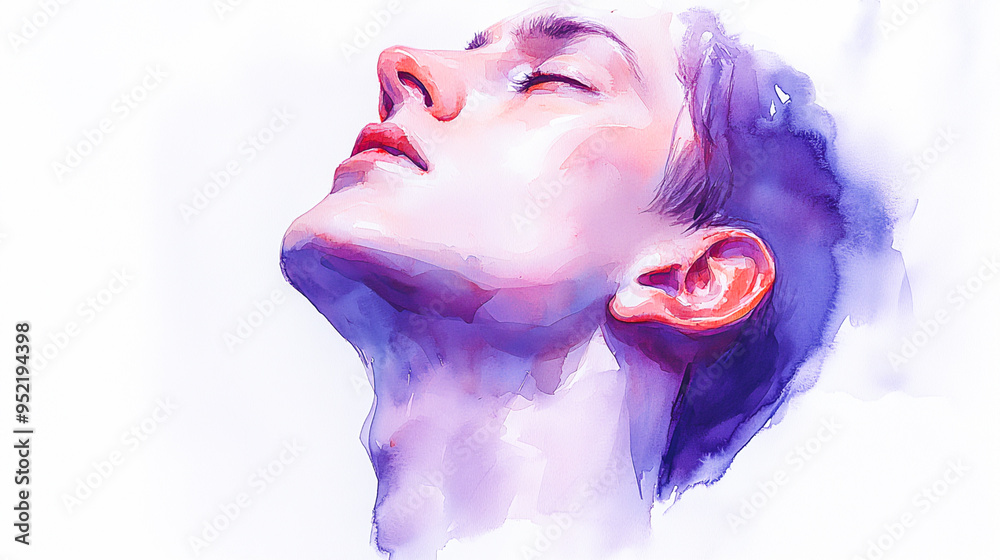 Detailed Watercolor Painting of a Swollen Thyroid Gland - Realistic ...