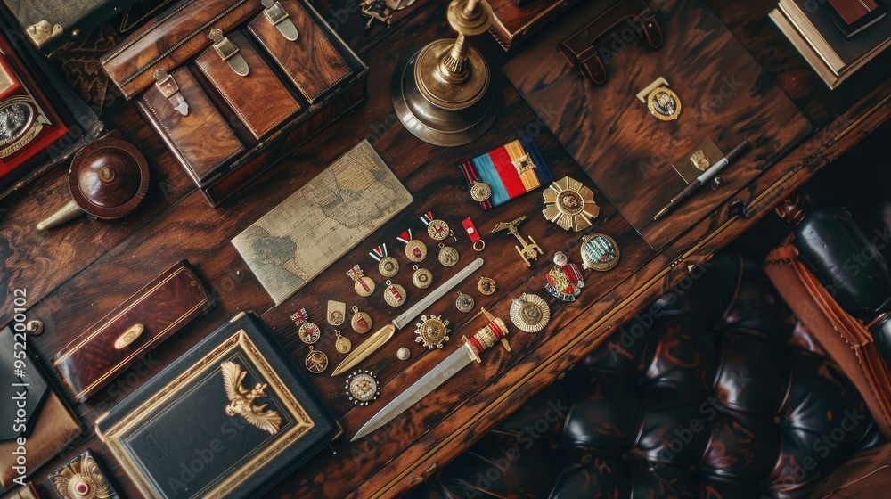 British Royal Guard's Desk: A military-inspired desk with medals ...