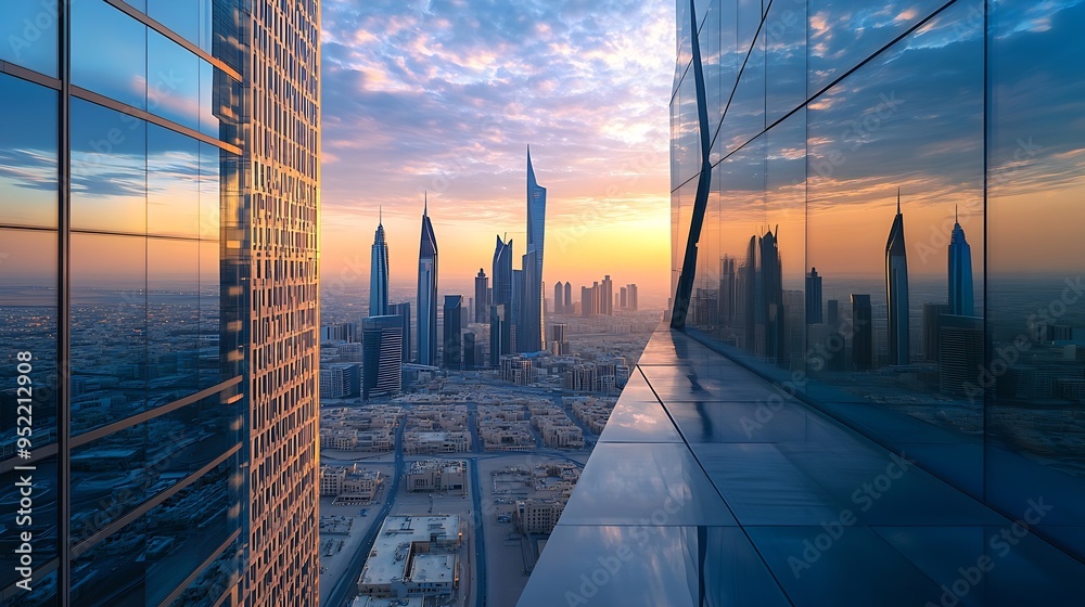 Horizontal view on the skyscrapers in downtown Riyadh Financial ...