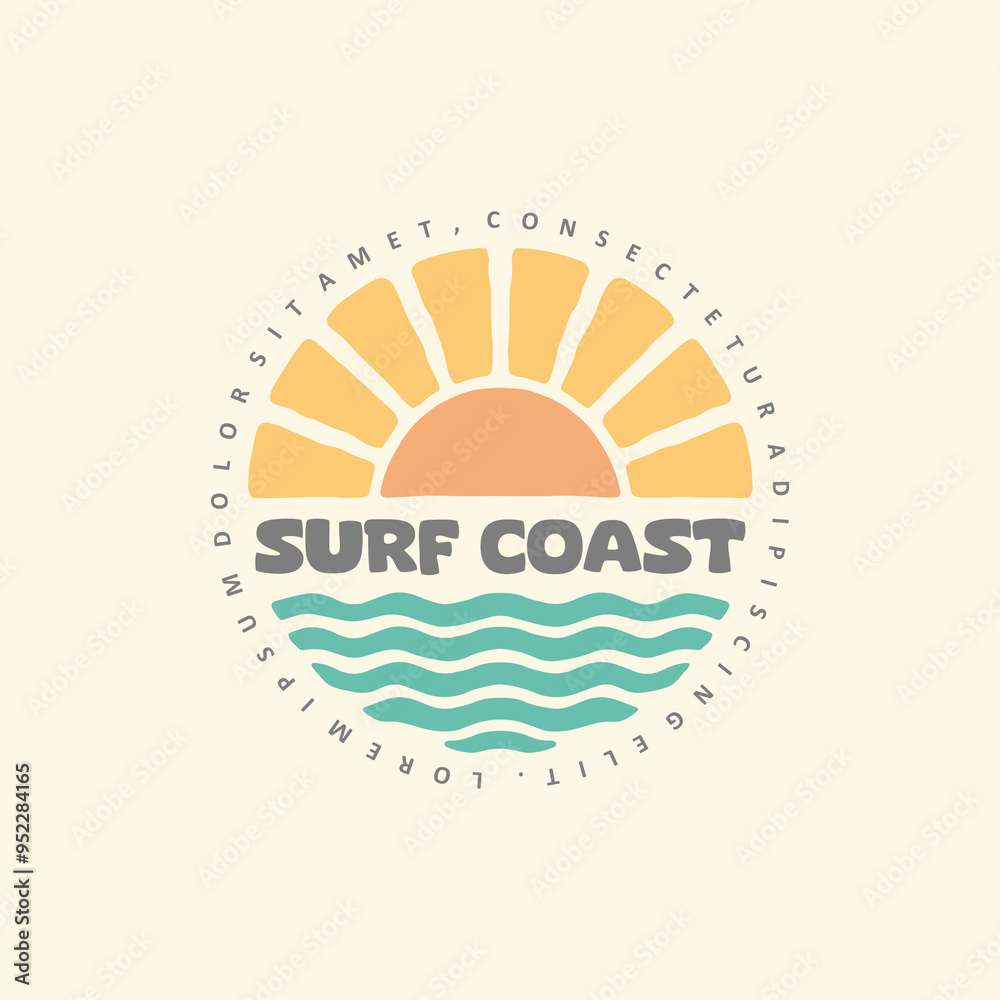 Vintage surf design template for surf club, surf shop, surf merch ...