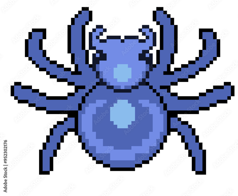 Pixel art spider halloween icon. Retro pixel spider illustration in 8 ...