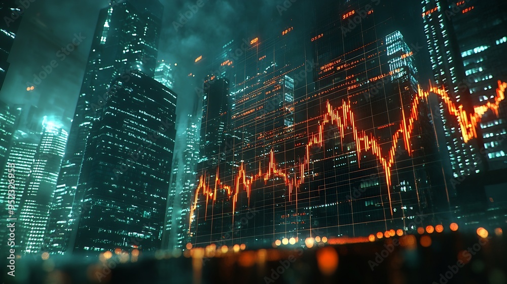 Investing and real estate market crash concept with falling down ...