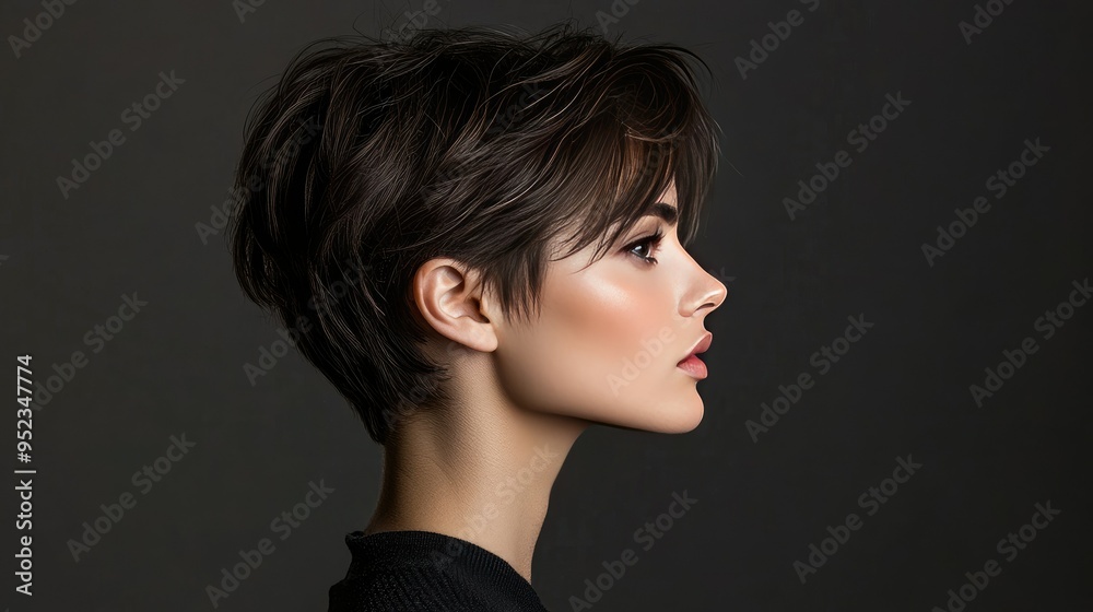 A side view of a pixie cut with choppy layers, giving an edgy and ...