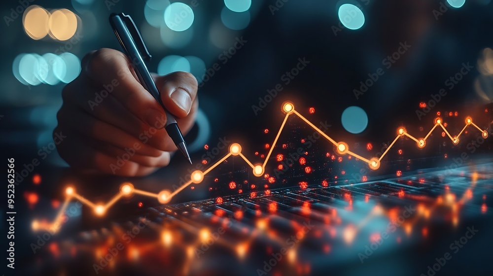 Businessman draws increase arrow graph corporate future growth year ...