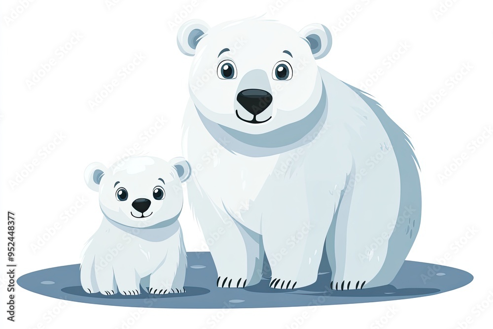 Cute cartoon polar bear and cub characters arctic animals, cartoon ...