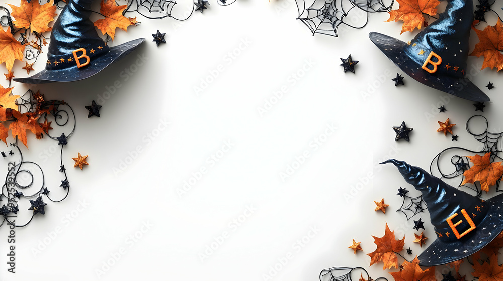 3D Witchs Hat and Stars Border with Bewitching Text concept as A ...