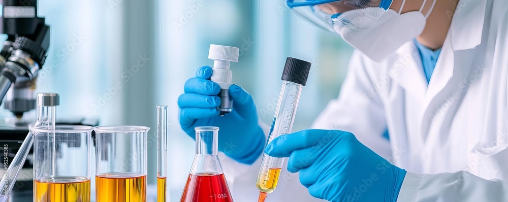 Scientist using UV-Vis spectroscopy to analyze cell culture ...