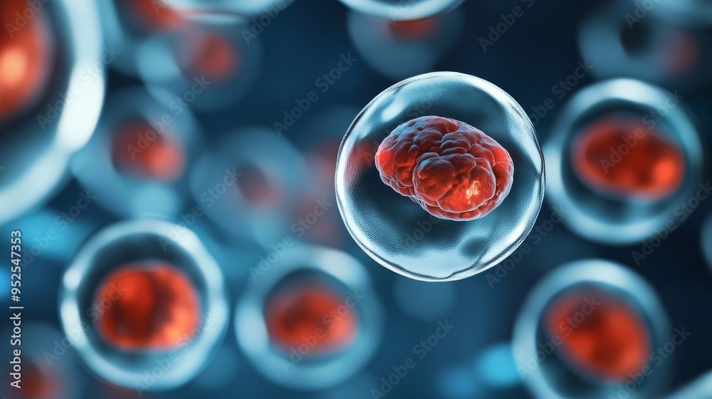 High magnification of stem cells differentiating into neural cells ...