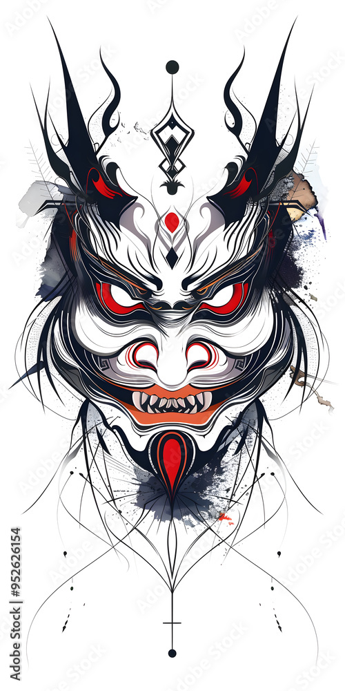 Tribal Noh Mask Tattoo symmetry very simple traditional tattoo flash ...