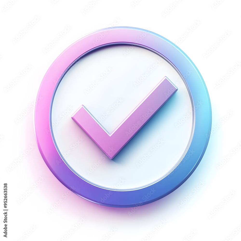 3d check icon, checklist tick, done mark. Vector realistic plastic ...