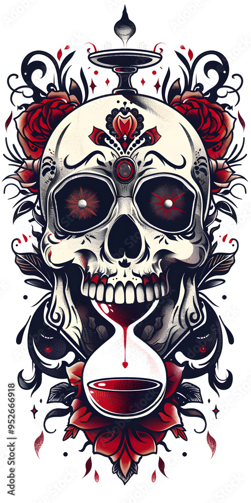 Tribal Skull and Hourglass Tattoo symmetry very simple traditional ...