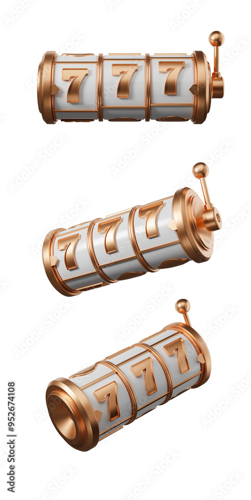 Image depicting three slot machine reels showing triple sevens. They ...