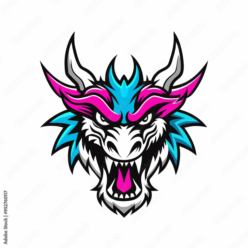 Blue Dragon Head Vector Art Stock Vector | Adobe Stock