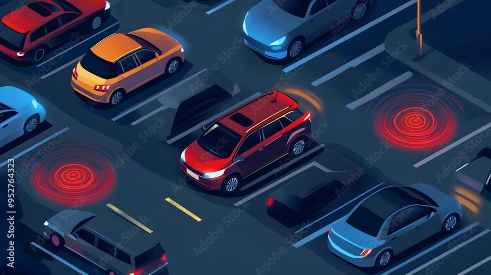 Innovative graphic depicting smart parking systems that leverage ...