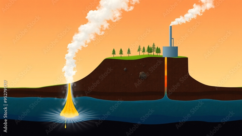 visual representation shows how geothermal energy is harnessed. Heat ...