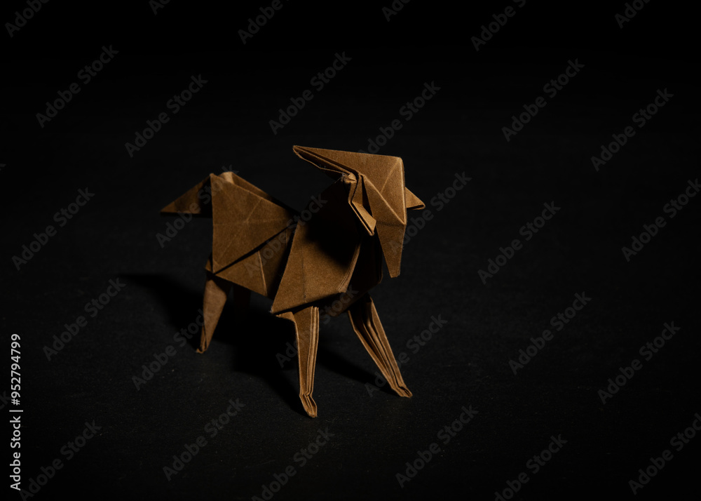 Origami Model Gazelle. Front facing. Conceptual art. Japanese paper ...