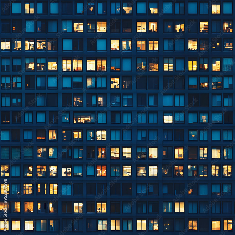 seamless glass facade building night texture tile modern skyscraper ...