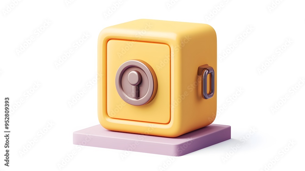 cartoon 3d icon of safe with lock. 3d illustration for finance and ...