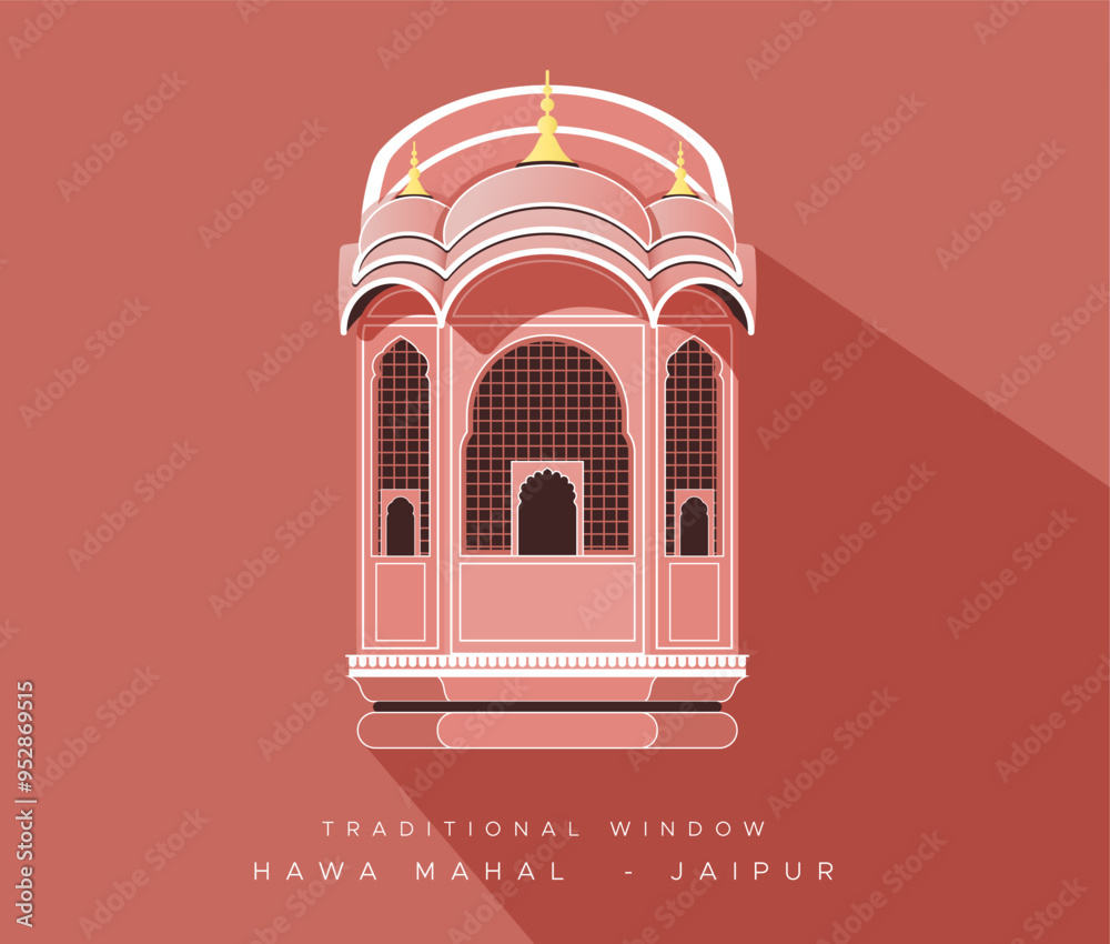 Window Element of Famous Hawa Mahal - Jaipur - Stock Illustration Stock ...