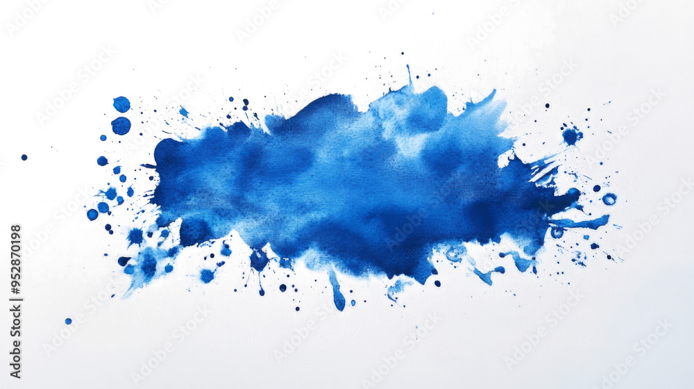 Azure PNG watercolor wash illustration. A vibrant blue watercolor ...