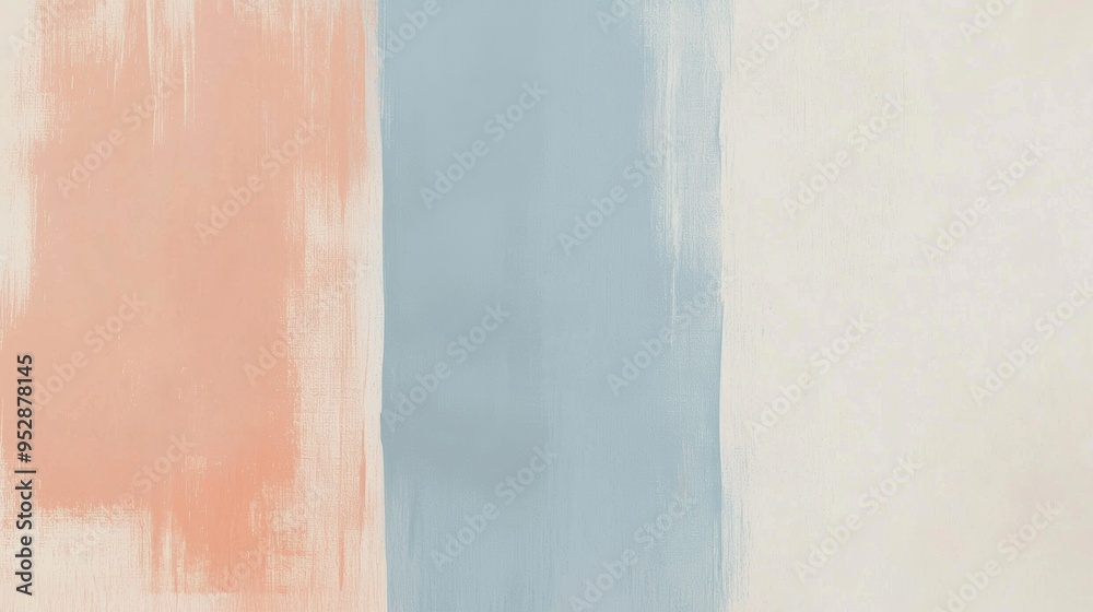Wide abstract background image featuring brush strokes of peach, blue ...