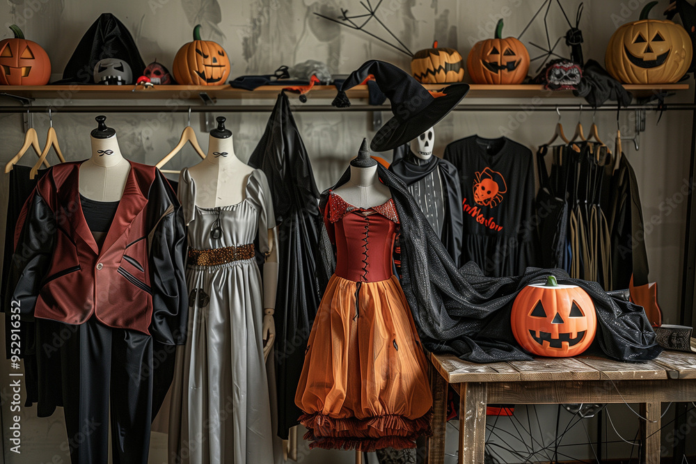 Halloween Costumes on Mannequins and in Closets Featuring Witches ...