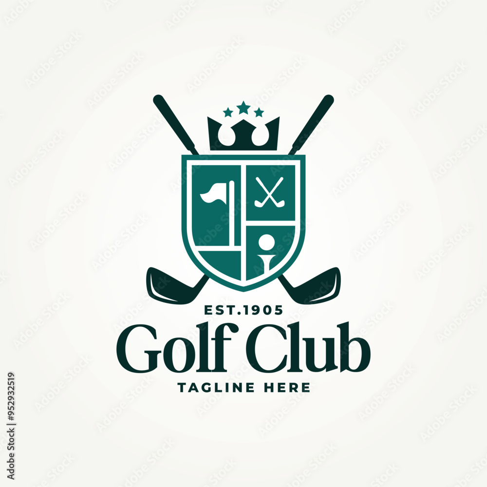simple modern golf club badge icon logo vector illustration design ...