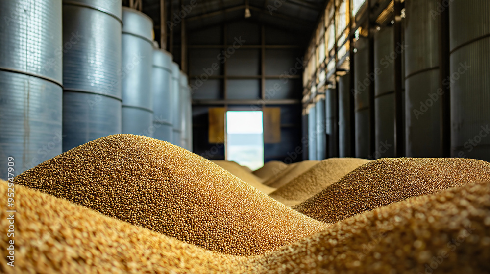 Old wooden barn, a rustic building for harvest storage and wheat seed ...