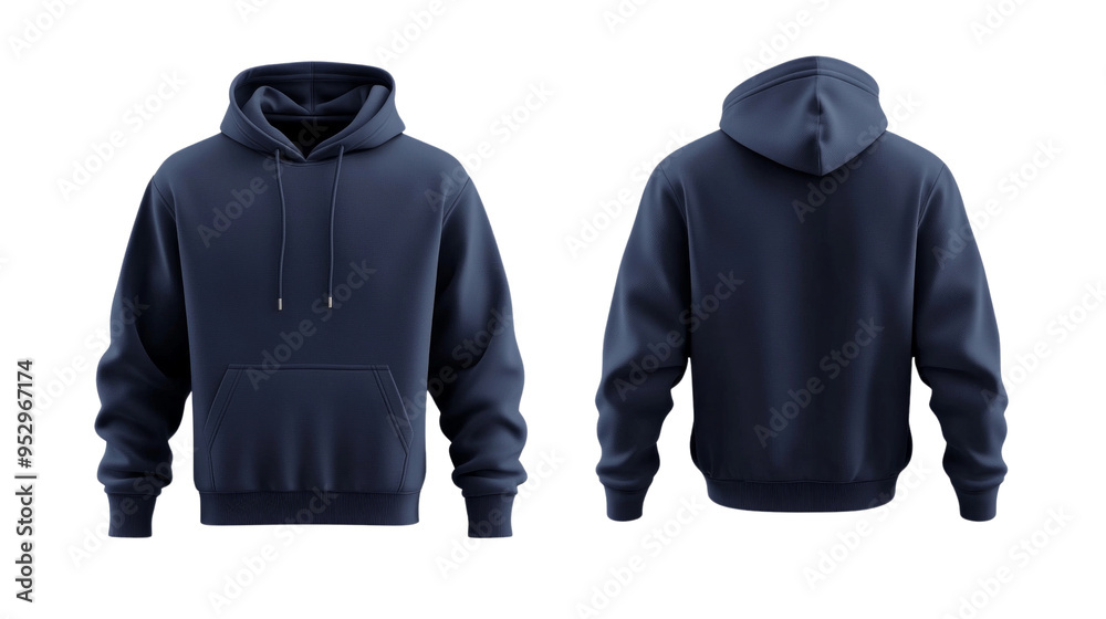 Navy blue hoodie mockup, front and back view Stock Photo | Adobe Stock