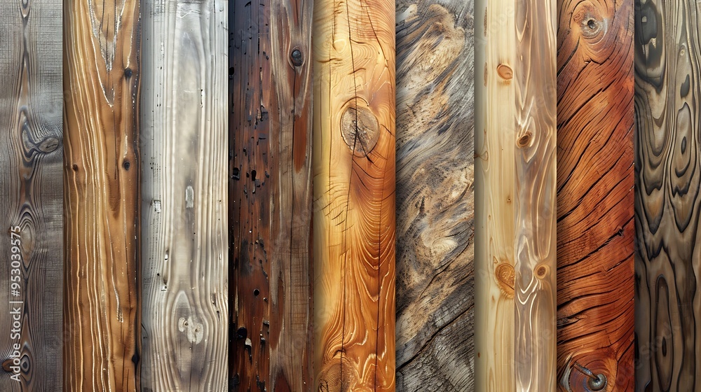 Realistic wood texture pack, various grain patterns, Stock Illustration ...
