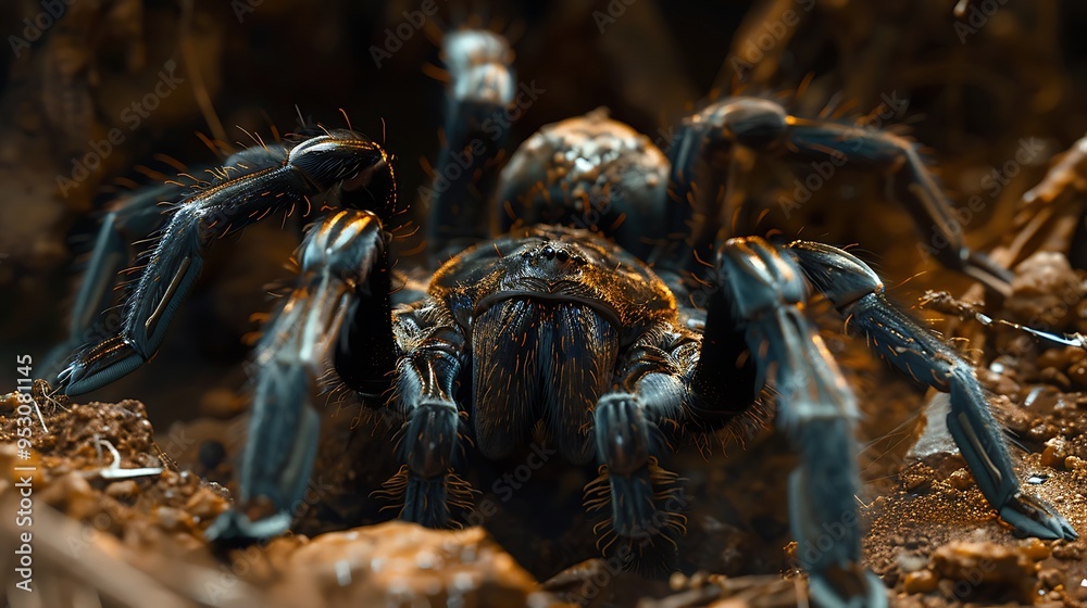 Goliath birdeater tarantula molting, shedding its exoskeleton in a ...